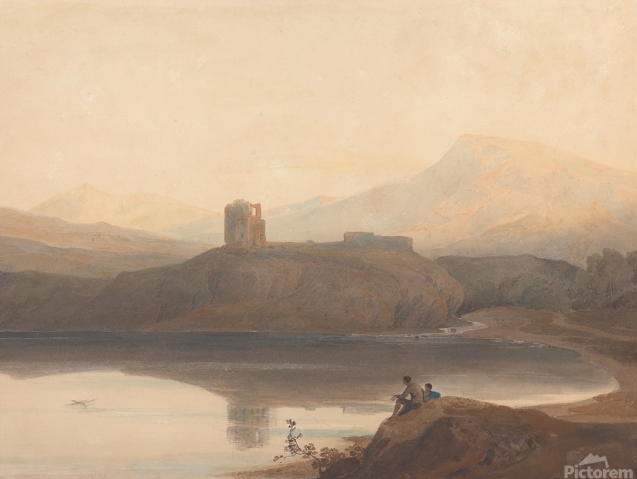 Llanberis Lake. With Castle Dolbadern [ca. 1805] by John Varley [1778 ...