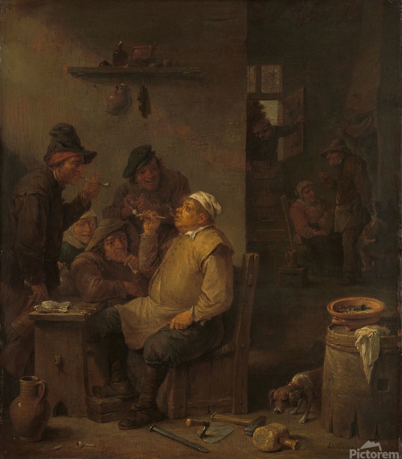 Mason Smoking with Companions in a Tavern [c. 1675] by David Teniers ...