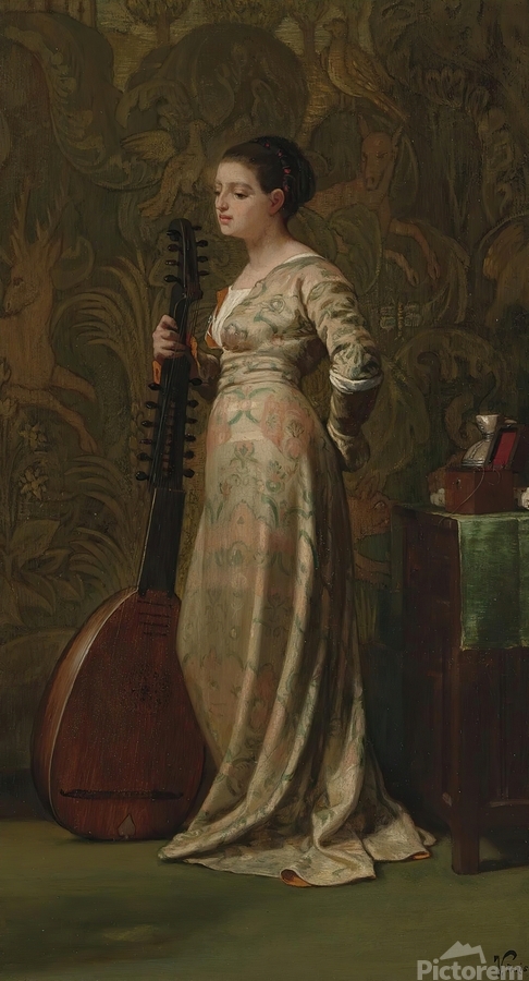 Girl With A Lute [1866] by Elihu Vedder [1836–1923] by MyCozyFineArt ...