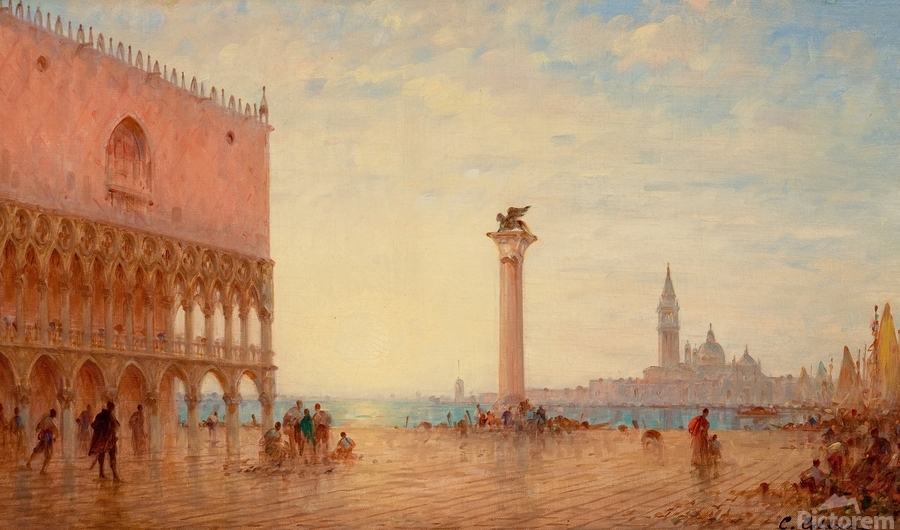 View Of The Piazza San Marco. Venice by Charles Clement Calderon [1870–1906] by MyCozyFineArt ...