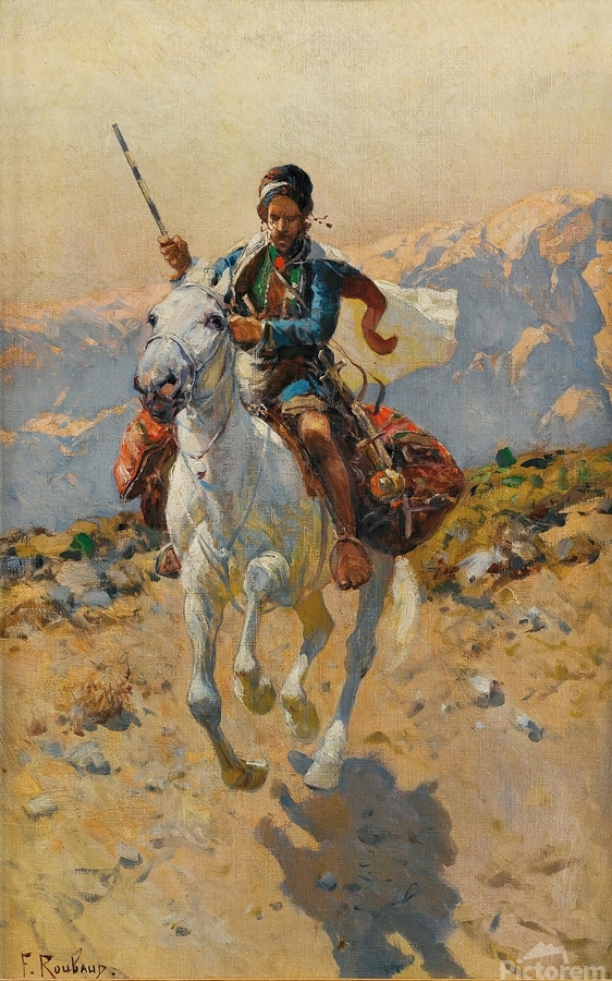 Caucasian Horseman by Franz Roubaud [1856–1928] by MyCozyFineArt Wall Art