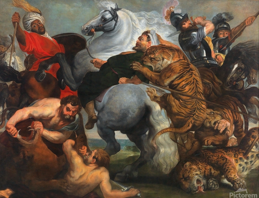 The Tiger Lion and Leopard Hunt by Follower of Peter Paul Rubens [1577 ...