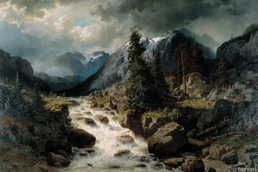 Landscape with Waterfall from the Canton of Uri Switzerland [1858] by ...