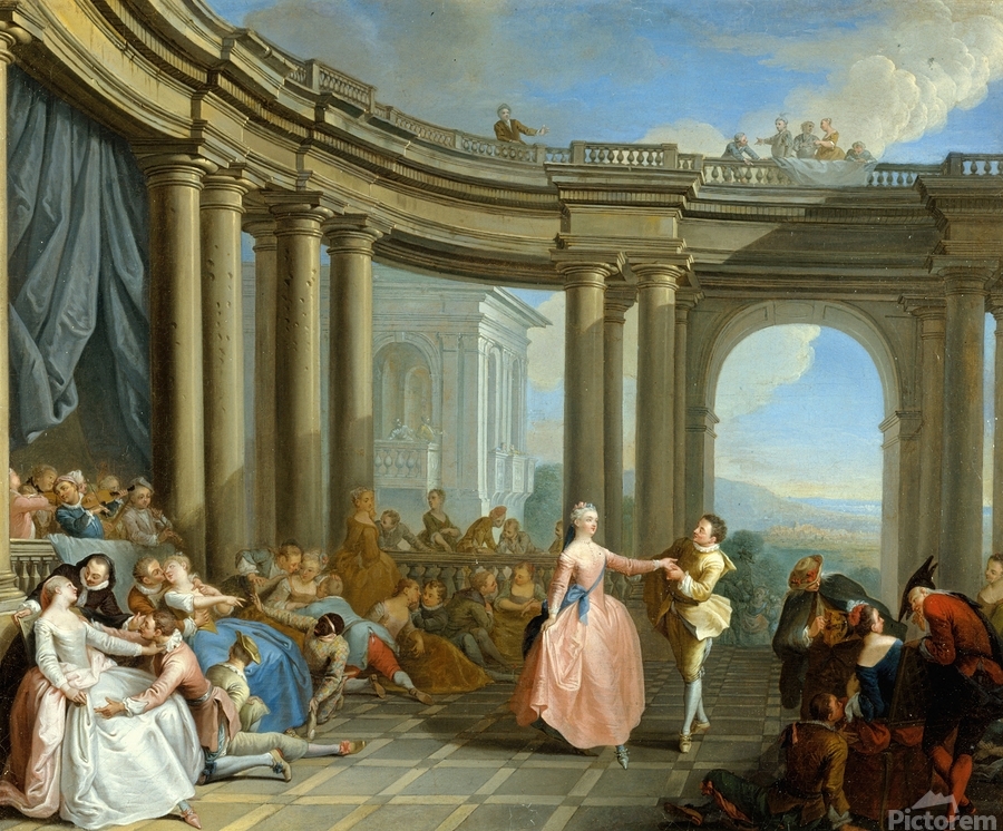 Le menuet [18th Century] by Sébastien Leclerc the younger [1676–1763] by MyCozyFineArt Wall Art