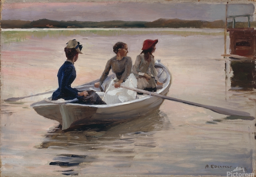 Girls in a Rowing Boat [Summer in the Archipelago] [1883] by Albert Edelfelt [1854–1905] by ...