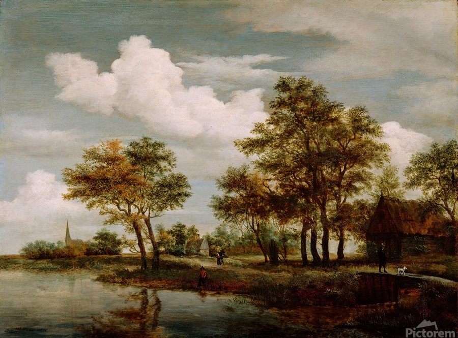 A River Scene [1658] by Meindert Hobbema [1638–1709] by MyCozyFineArt ...