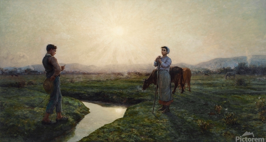 Le matin [1883] by Jules Breton [1827–1906] by MyCozyFineArt Wall Art
