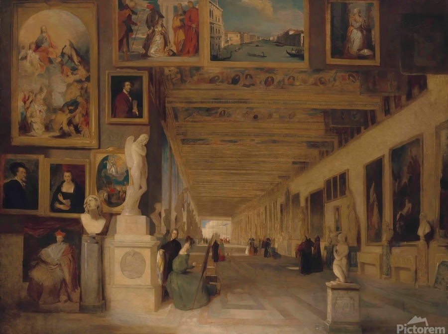 The Long Gallery of the Uffizi. Florence [1834] by John Scarlett Davis [1804–1845] by ...