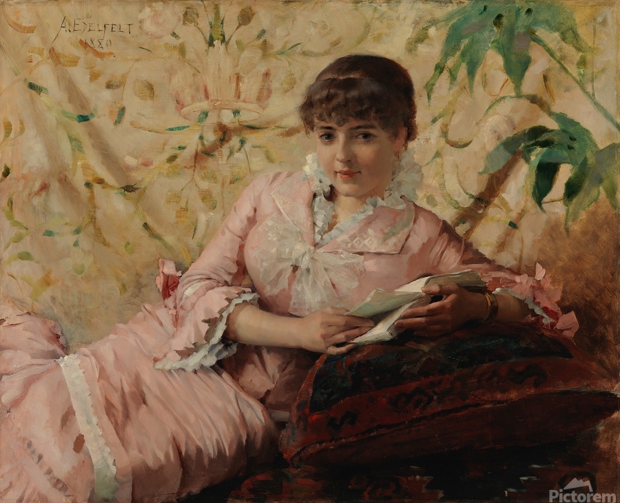 Reading Parisienne [1880] by Albert Edelfelt [1854–1905] by MyCozyFineArt Wall Art