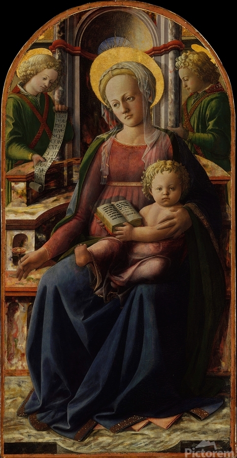 Madonna And Child Enthroned With Two Angels Ca 1440 By Filippo Lippi