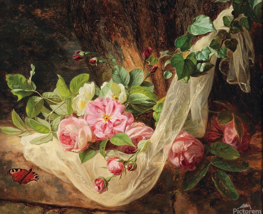 Still Life With Roses On A Forest Floor by Andreas Lach [1817–1882] by ...