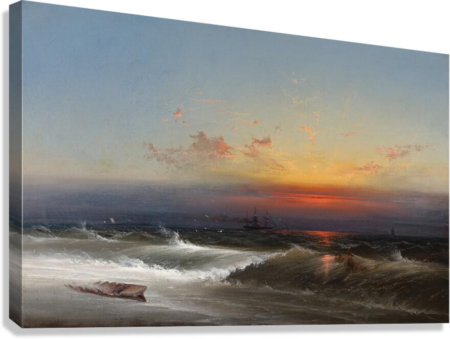 Evening on the Seashore [Sunset Breakers Philadelphia Harbor] [1864] by ...