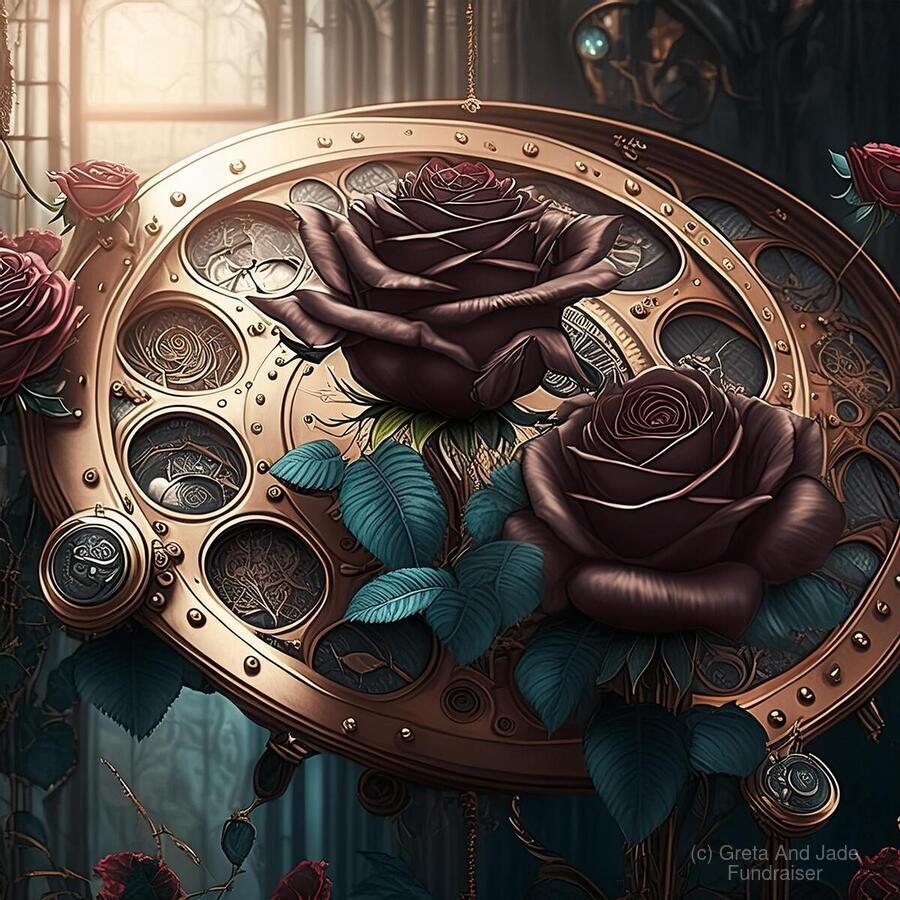 Steampunk Roses by Greta And Jade Fundraiser Wall Art