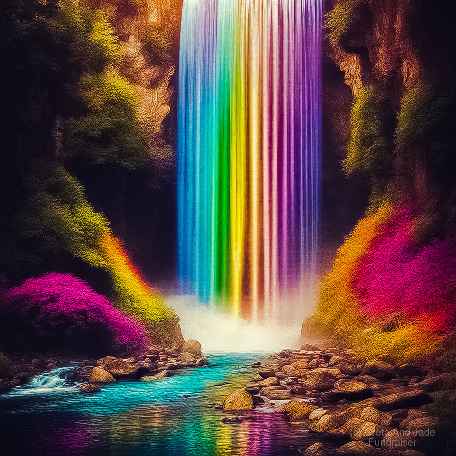 Rainbow Waterfall by Greta And Jade Fundraiser Wall Art