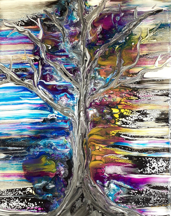 Acrylic Pour Tree by Jennifer Record Wall Art