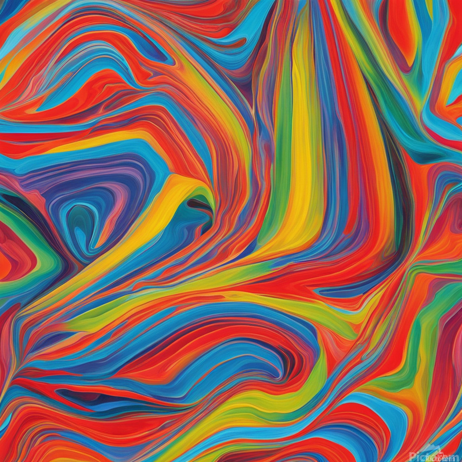 concept by Mixing colors on a lake a mountain a stork in the sky Wall Art