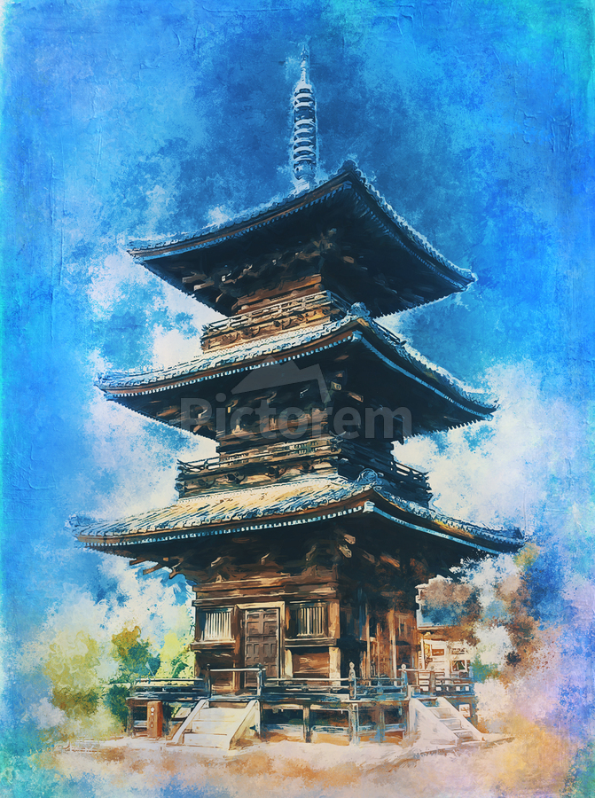Japanese architecture by Andrzej Szczerski Wall Art