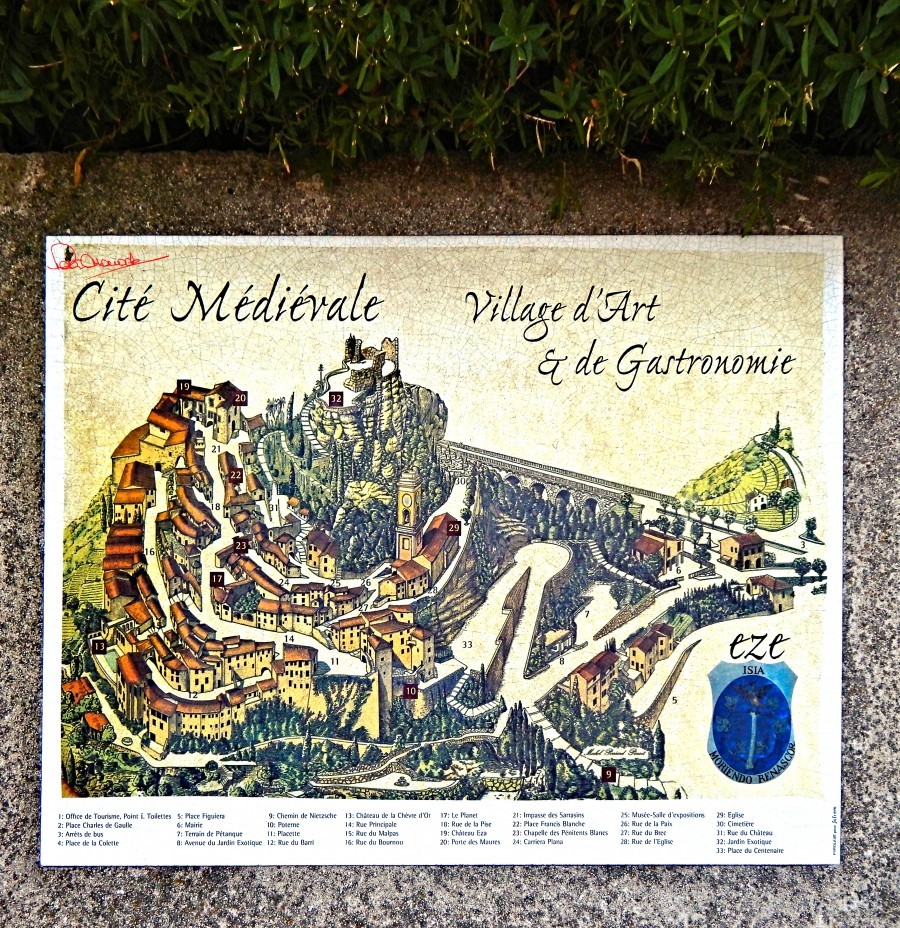 Map of Eze on Stone Wall by Shadow and Form Wall Art