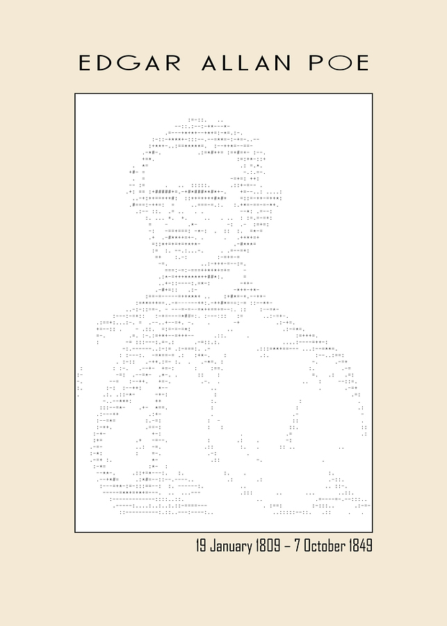 Edgar Allan Poe Ascii art by Doa Project Wall Art