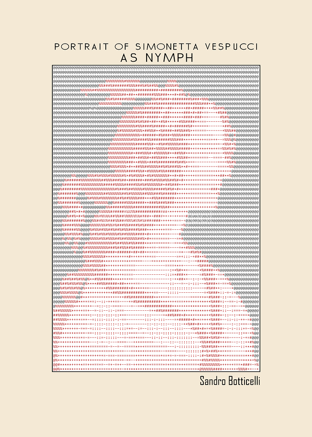 Portrait of Simonetta Vespucci as Nymph – Sandro Botticelli Ascii art ...