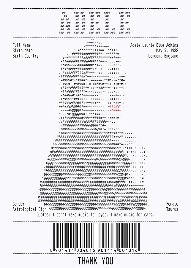 Receipt Art – Adele by Doa Project Wall Art