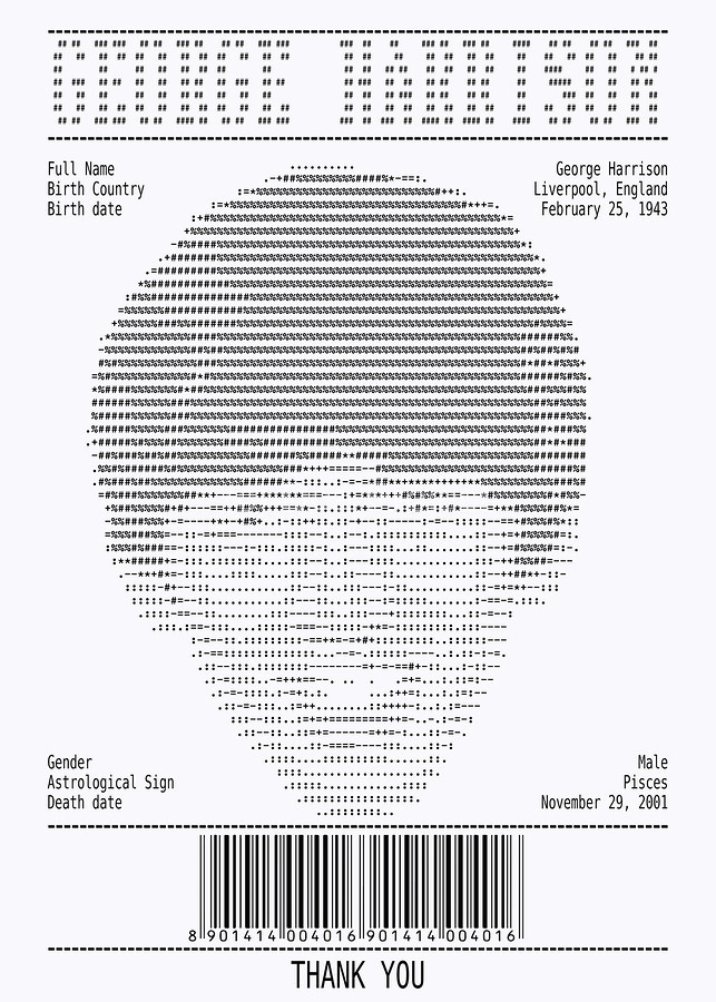 Receipt Art – George Harrison by Doa Project Wall Art