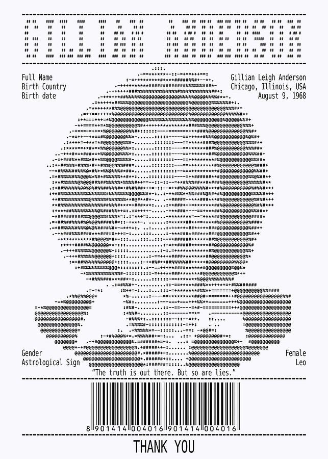 Receipt Art – Gillian Anderson by Doa Project Wall Art