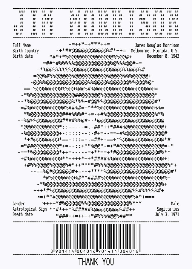 Receipt Art – Jim Morrison by Doa Project Wall Art