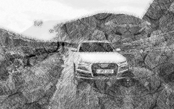 Audi A6 Allroad Modern Cars Etching Poster by ASAR STUDIOS Wall Art