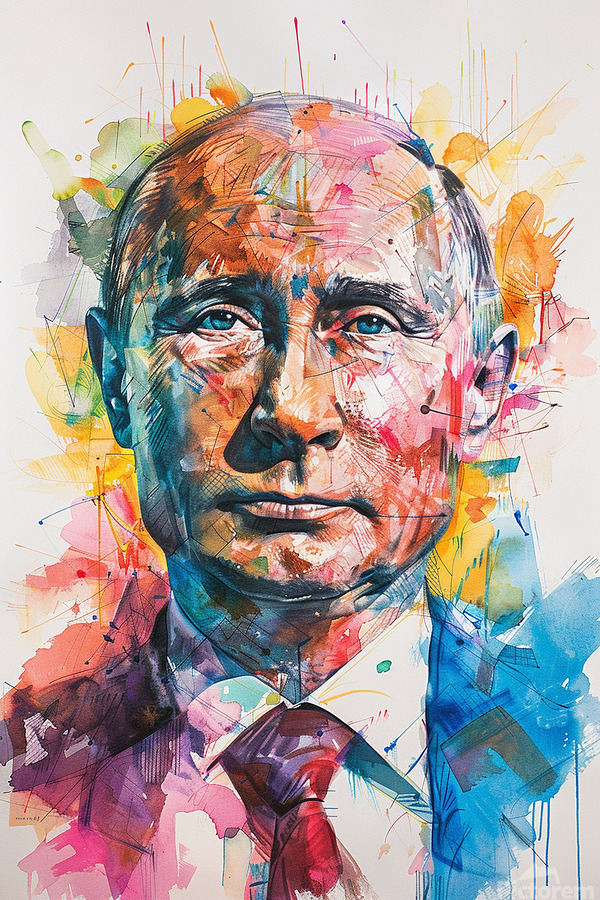 Vladimir Putin Antique Prints pencil drawing 4bd by ASAR STUDIOS Wall Art