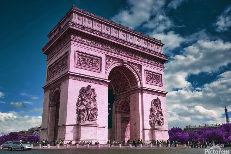 Arc De Triomphe Paris Landmark Infrared Purple by ASAR STUDIOS Wall Art