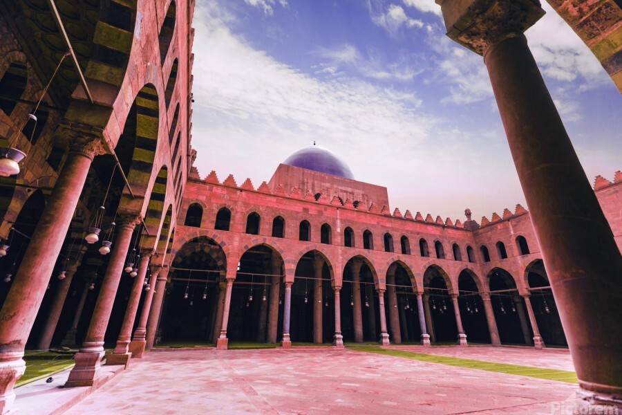 Arched entrance of a mosque Infrared Purple by ASAR STUDIOS Wall Art