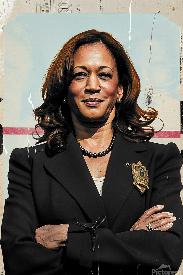 Kamala Harris from the 1910s color photo black cu by ASAR STUDIOS Wall Art