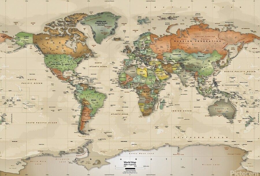 Vintage World Map Aesthetic by Adriart Wall Art