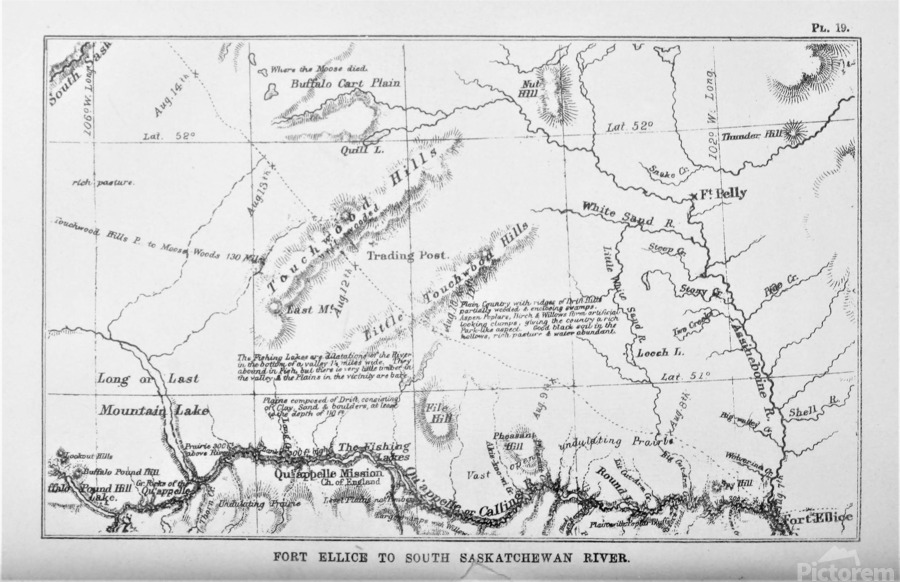 South Saskatchewan River Map - Vintage River Travel Map - circa 1873 by ...
