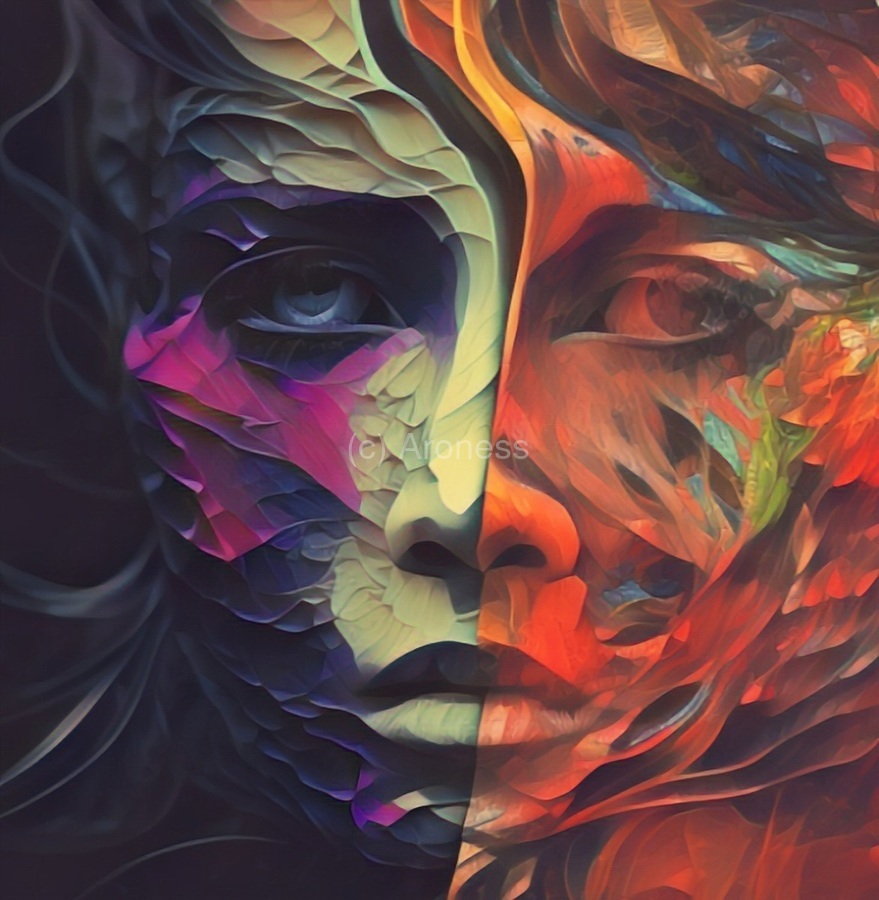 modern woman face painting for interior by Aroness Wall Art