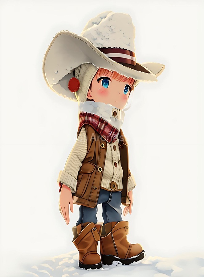 Girl painting dressed as cowboys by Aroness Wall Art