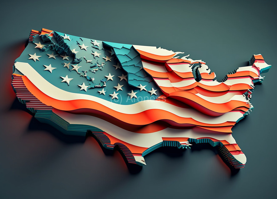 Modern embossed USA map photography by Aroness Wall Art