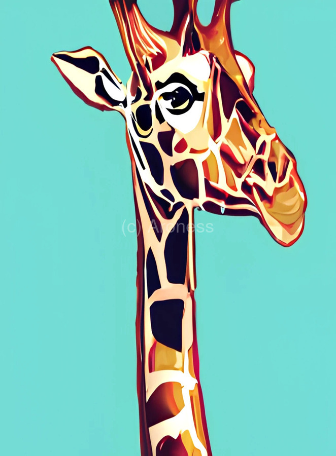 Modern giraffe painting to decorate living room by Aroness Wall Art