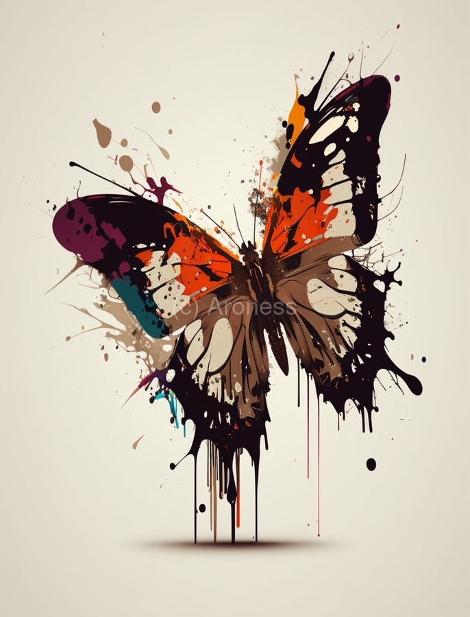 modern abstract art butterfly painting by Aroness Wall Art