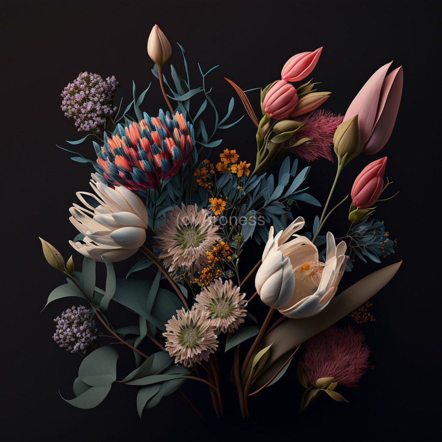 modern flower bouquet poster for living room by Aroness Wall Art