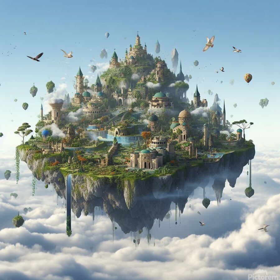 Floating islands by Maxleron Wall Art