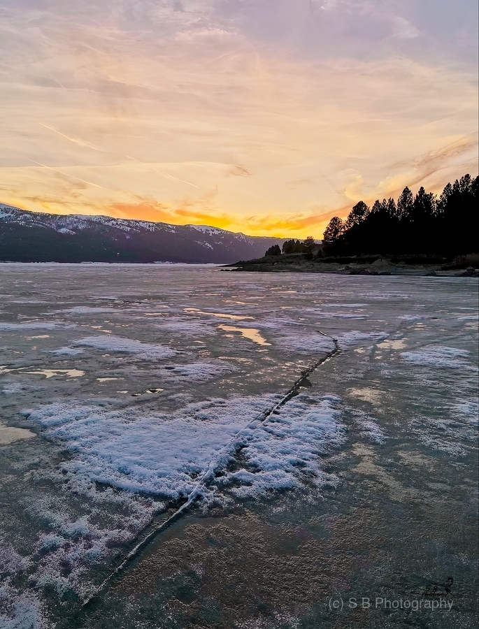 Icey Sunset by S B Photography Wall Art