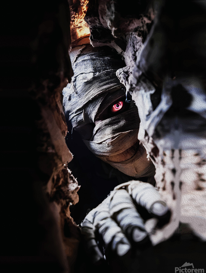 Creepy Mummy Wall Art – Dark Horror Portrait by Ramy Salah Hefny Wall Art