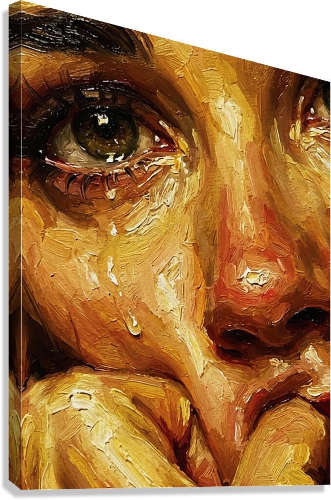Crying Portrait Oil Painting — Textured Emotional Art by Ramy Salah ...
