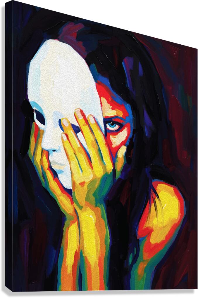 Theatrical Masked Woman Blue Eye by Ramy Salah Hefny Wall Art