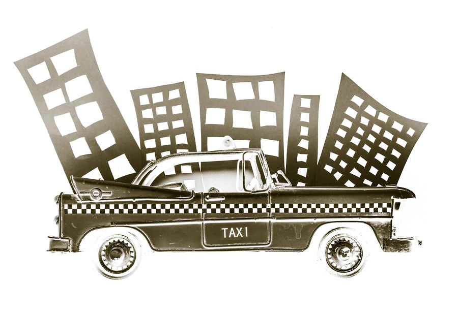 Taxicab town by Jorgo Wall Art