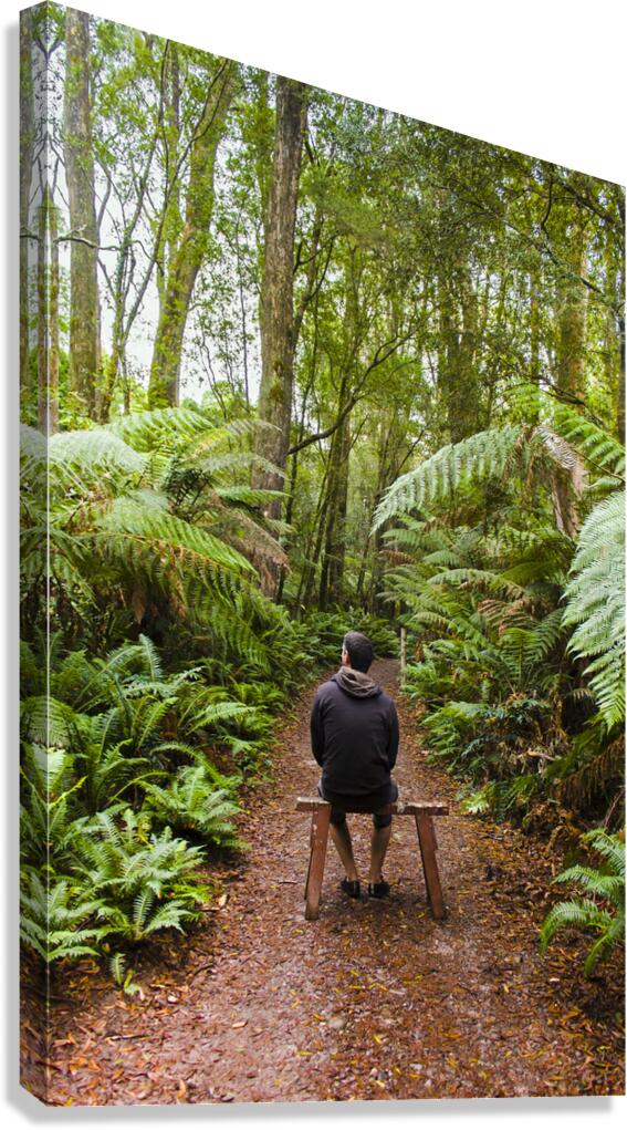 Man relaxing in Strahan rainforest retreat by Jorgo Wall Art