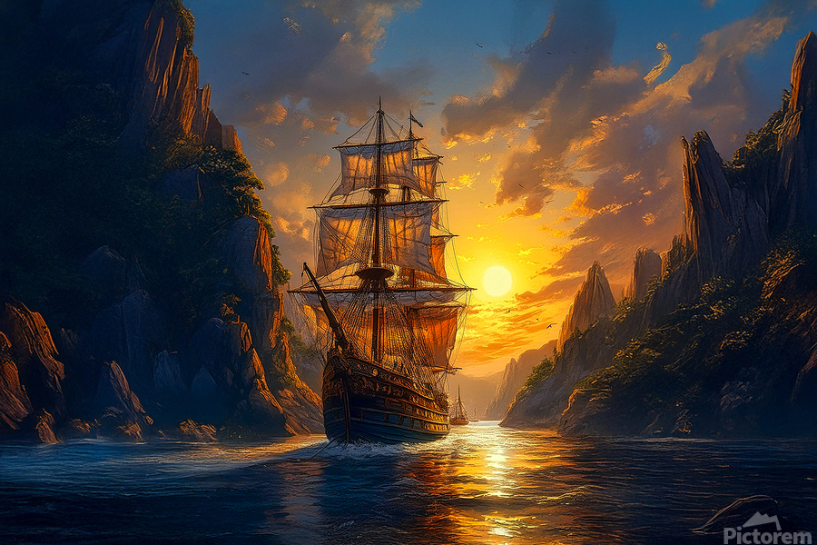 Tall Ships 1 Landscape Mural by Bob Tamburello Wall Art