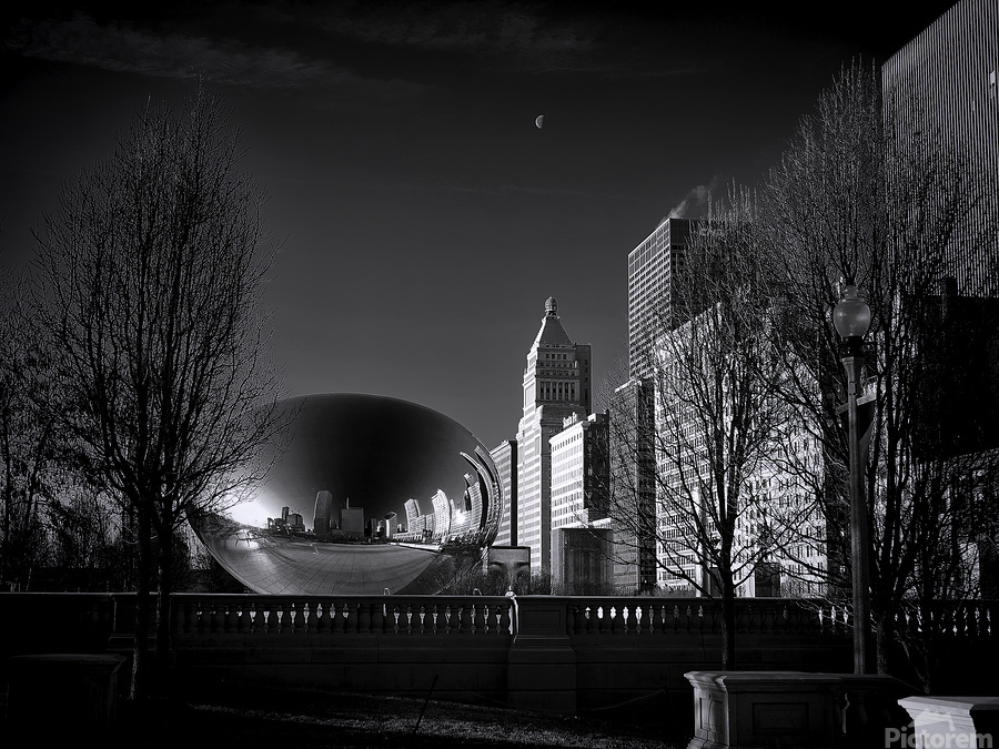 Chicago BW The Beam 1 by Bob Tamburello Wall Art